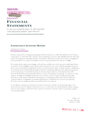 "Financial Statements, 2004-2005" by Missouri Historical Society